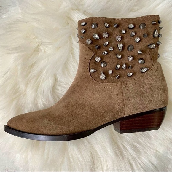 Sam Edelman | Shoes | Sam Edelman Tan Studded Avril Suede Booties ...